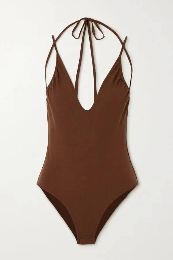 Zeynep Arçay Tie-detailed Stretch-knit Bodysuit