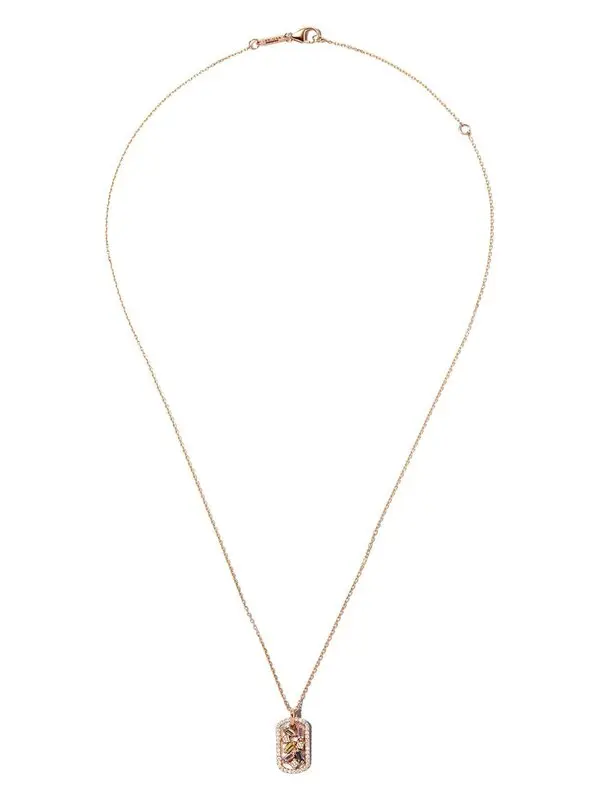 SUZANNE KALAN 18kt Rose Gold Frenzy Sapphire Dog Tag Necklace - Pink