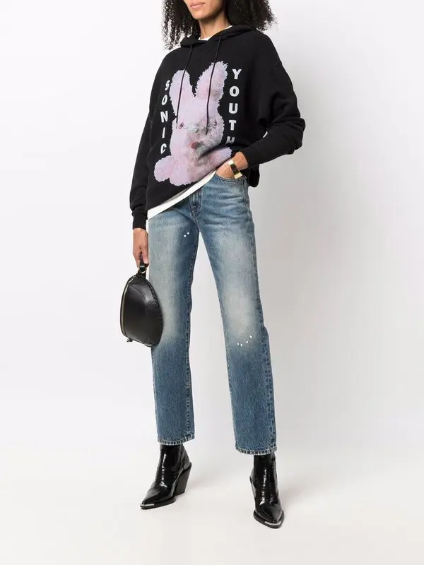 R13 Sonic Youth Bunny Oversize Hoodie - Black | Editorialist