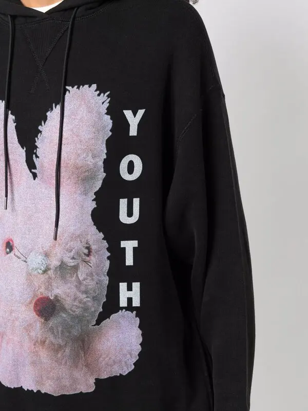 R13 ソニック ユース ラビット プリント パーカー R13 Sonic Youth Bunny Oversize Hoodie - Black | Editorialist