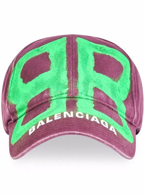 Balenciaga Bb Pray-Paint Baeball Cap In Purple - 35% Off