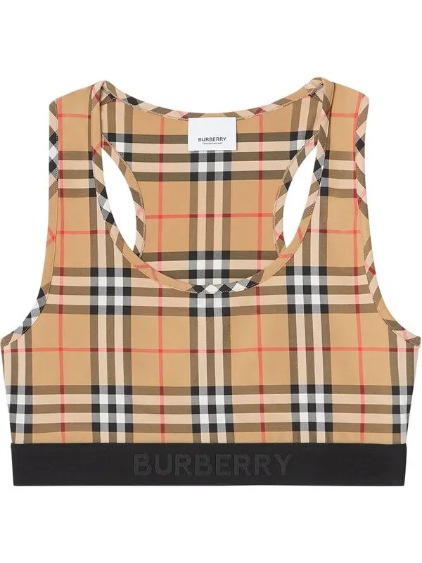 Burberry Vintage Check Sports Bra - Brown