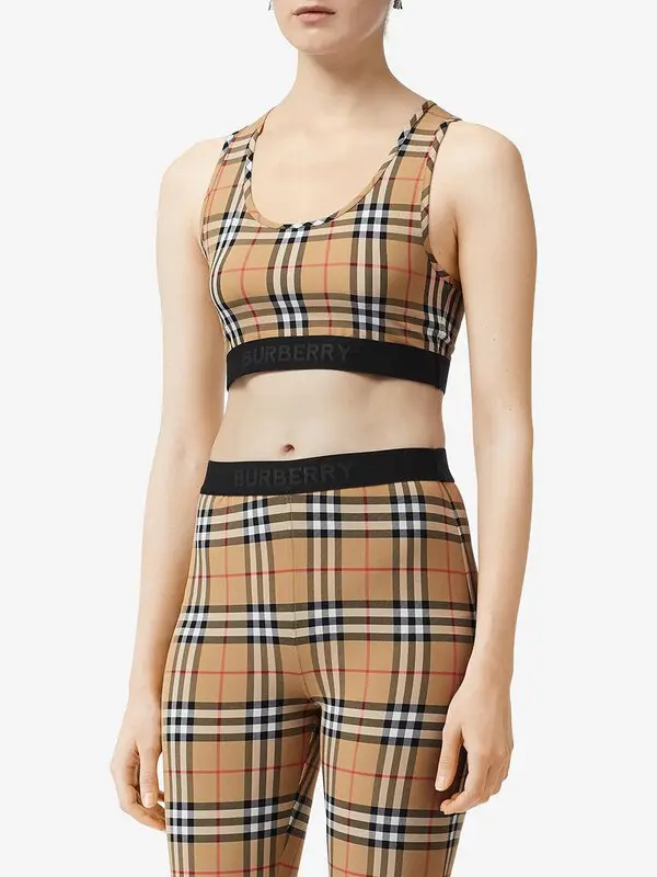 Burberry Vintage Check Sports Bra - Brown