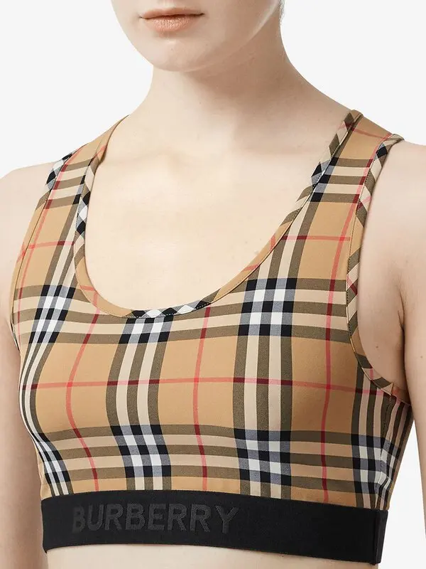 Burberry Vintage Check Sports Bra - Brown