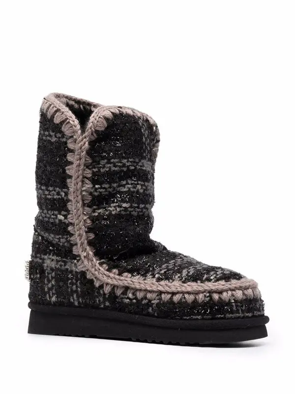 Mou Tartan Calf-length Boots - Black