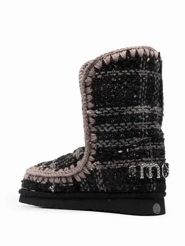 Mou Tartan Calf-length Boots - Black