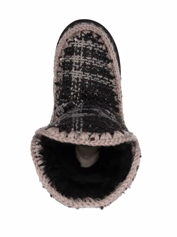 Mou Tartan Calf-length Boots - Black