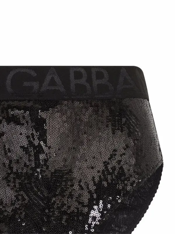 Dolce & Gabbana High-waisted Sequin-embellished Briefs