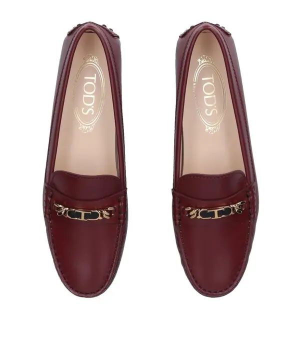 TOD'S Gommino Leather Driving Loafers - Burgundy