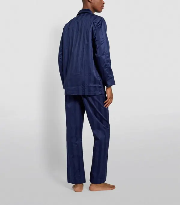 Derek Rose Lingfield Stripe Pyjama Set - Navy