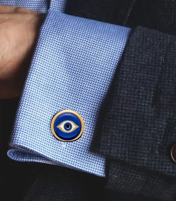 Halcyon Days Gold And Enamel Evil Eye Cufflinks