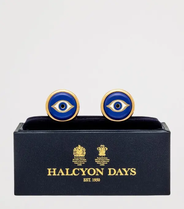 Halcyon Days Gold And Enamel Evil Eye Cufflinks
