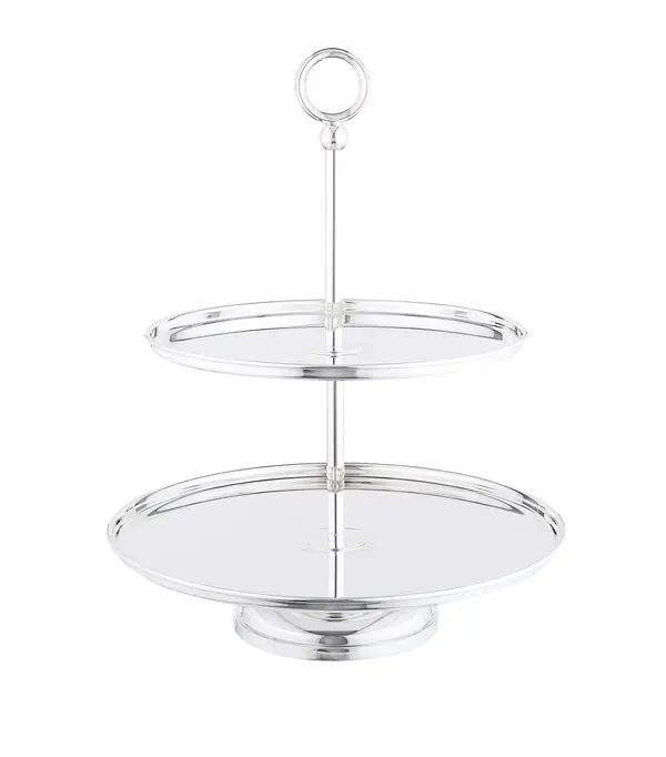 GREGGIO Plated Georgian Two-tier Cake Stand - Silver