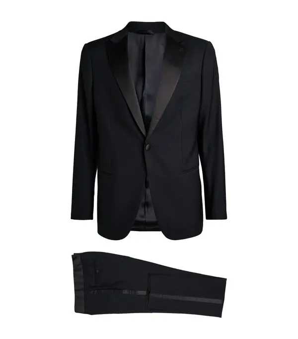 Giorgio Armani Silk-trimmed Tuxedo Suit - Blue