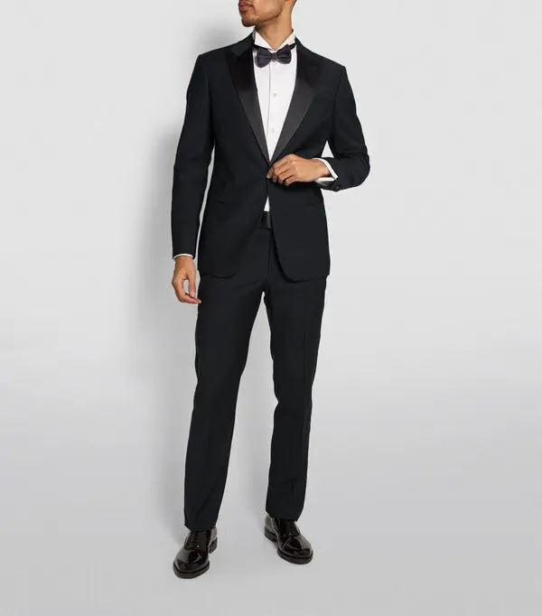 Giorgio Armani Silk-trimmed Tuxedo Suit - Blue