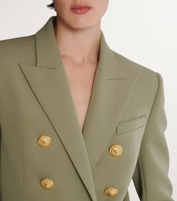 Balmain Wool Double-breasted Blazer - Green