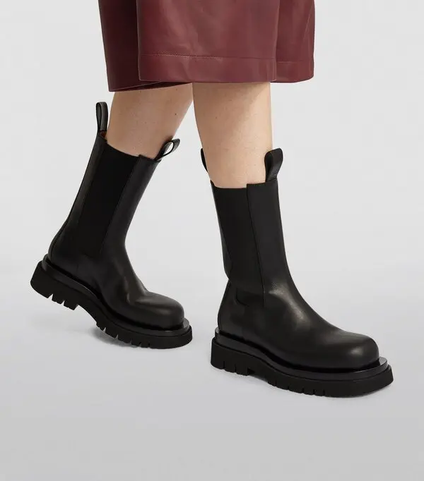 Bottega Veneta Leather Lug Boots - Black