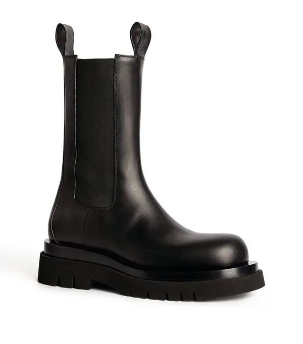 Bottega Veneta Leather Lug Boots - Black