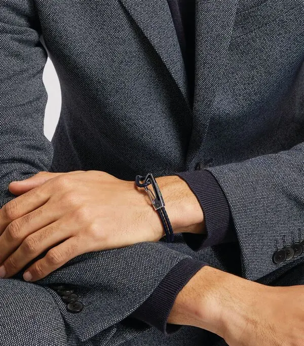 Montblanc Leather Woven Bracelet