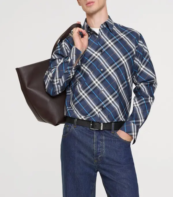 Burberry Cotton Poplin Check Shirt - Blue