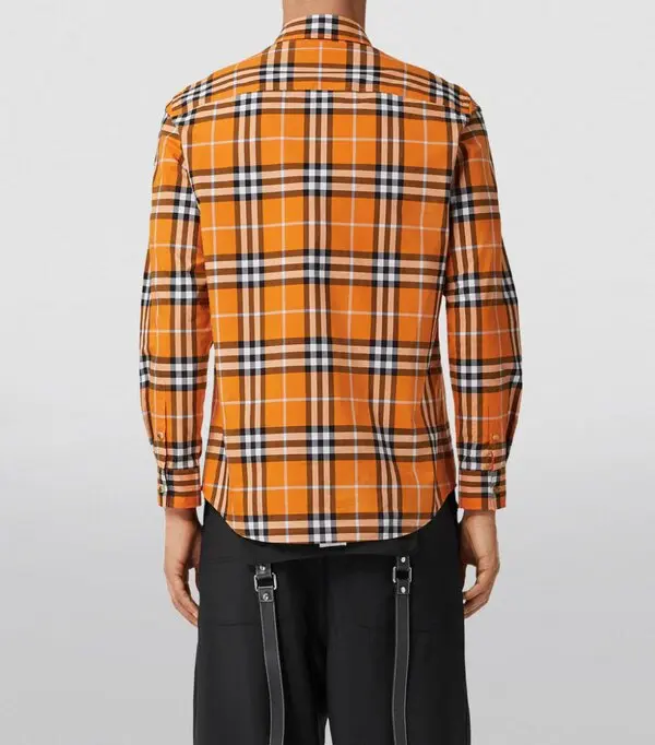 Burberry Cotton Poplin Check Shirt - Orange