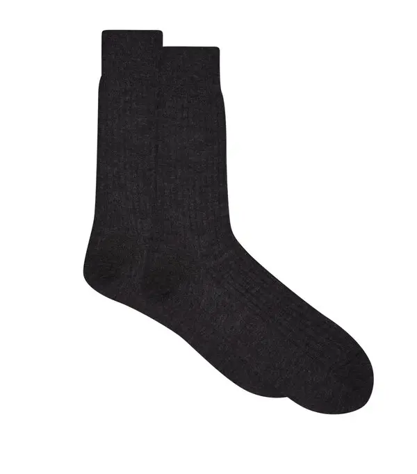 Pantherella Cashmere Ribbed Socks - Grey