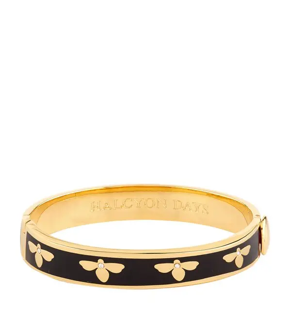 Halcyon Days Bee Hinged Bangle - Black