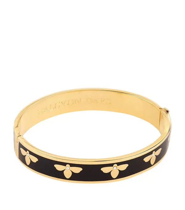 Halcyon Days Bee Hinged Bangle - Black