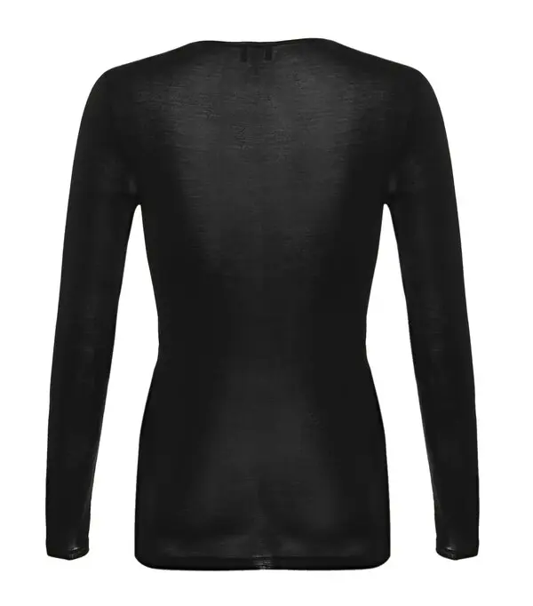 Hanro Pure Silk Long-sleeved Top - Black