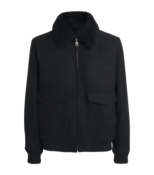 Sandro Wool-blend Bomber Jacket - Black