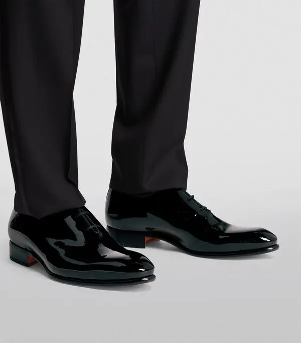 Santoni Patent Carter Wholecut Oxford Shoes