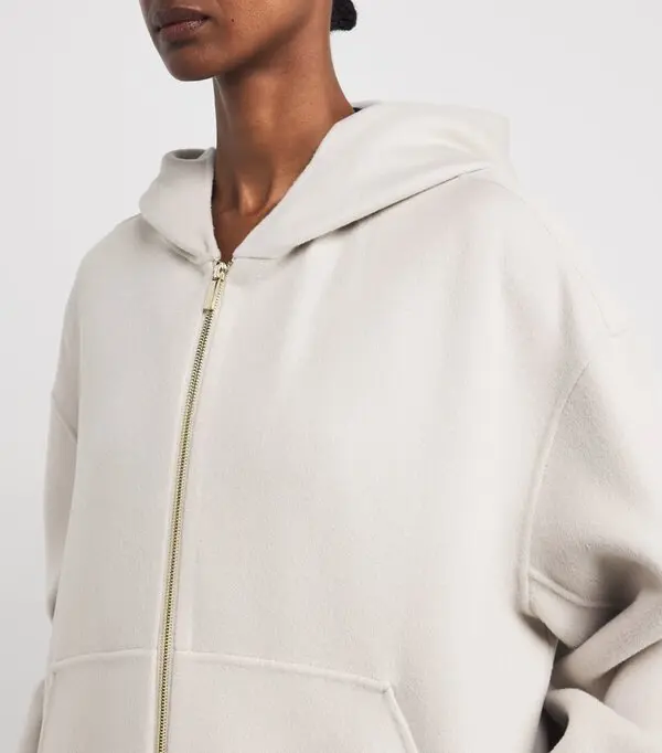 Max Mara Virgin Wool Hooded Coat - White