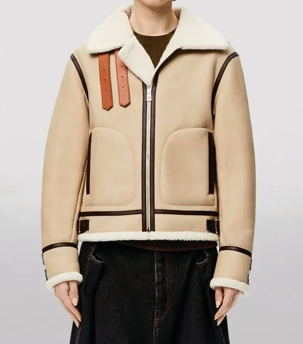 Loewe Shearling Aviator Jacket - White | Editorialist