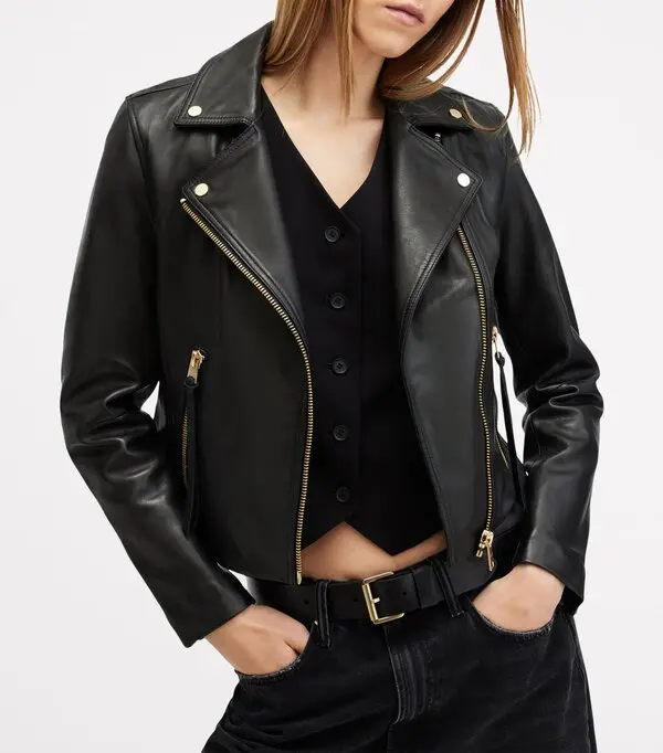 ALLSAINTS Leather Dalby Biker Jacket - Black