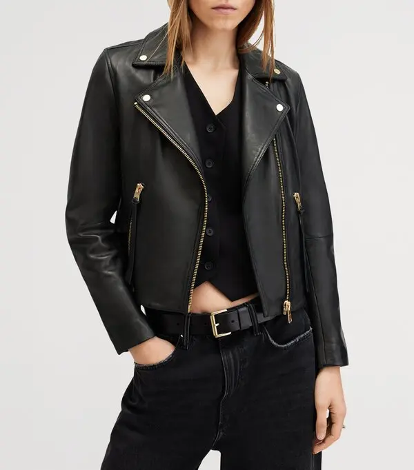 ALLSAINTS Leather Dalby Biker Jacket - Black