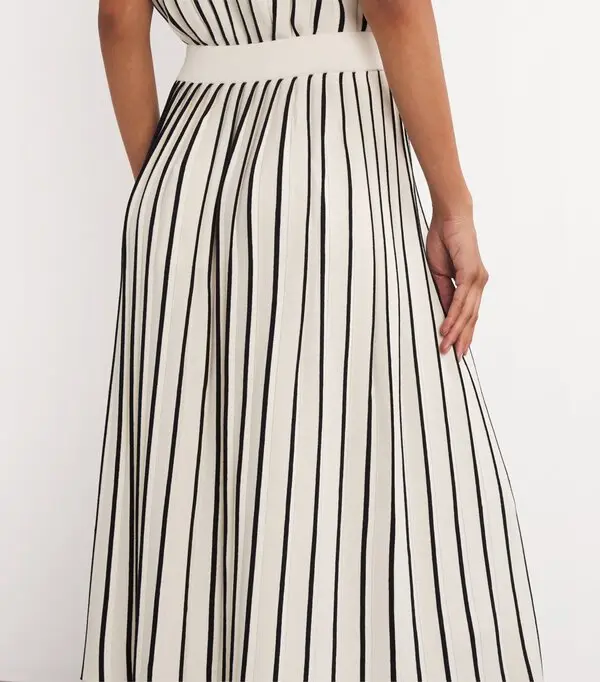 Max Mara Striped Pleated Midi Skirt - Blue
