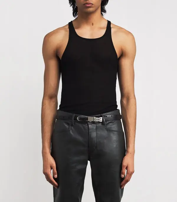 Rick Owens Leather Tongue Belt - Black | Editorialist