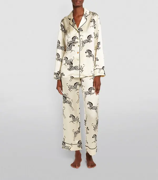Olivia Von Halle Silk Zelda Lila Pyjama Set - Ivory