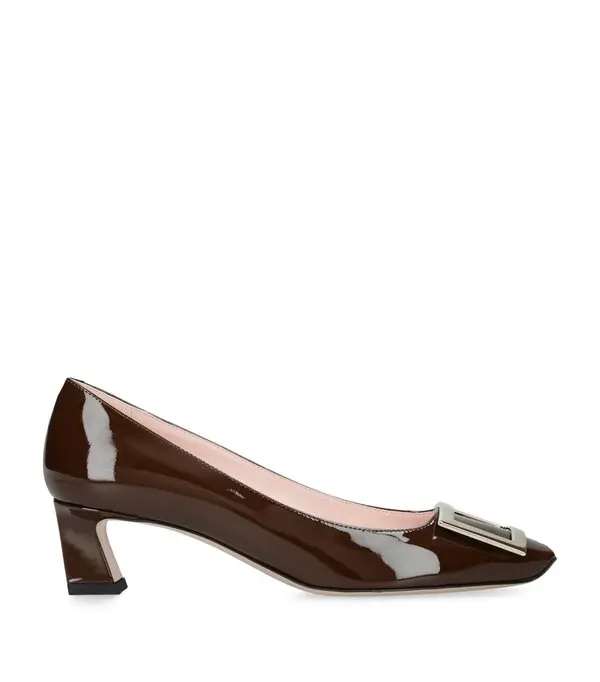 ROGER VIVIER Patent Leather Belle Vivier Trompette 45 Pumps - Brown