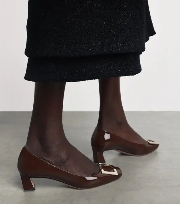 ROGER VIVIER Patent Leather Belle Vivier Trompette 45 Pumps - Brown
