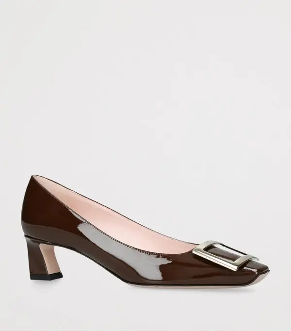ROGER VIVIER Patent Leather Belle Vivier Trompette 45 Pumps - Brown
