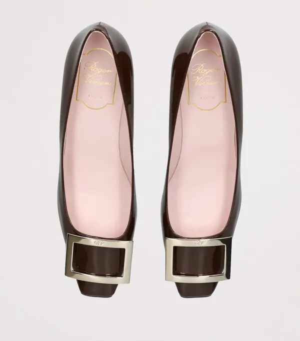 ROGER VIVIER Patent Leather Belle Vivier Trompette 45 Pumps - Brown