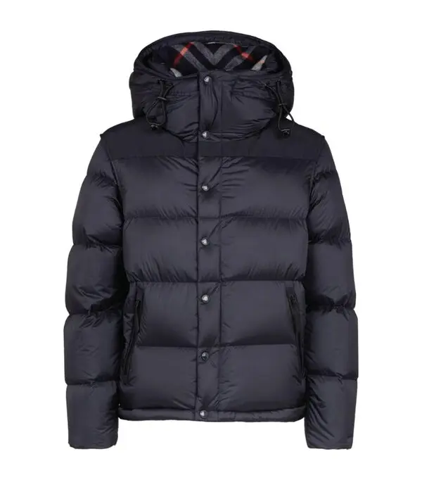 Burberry Detachable Sleeve Hooded Puffer Jacket - Blue