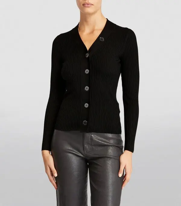 Sandro Ribbed Button Cardigan - Black