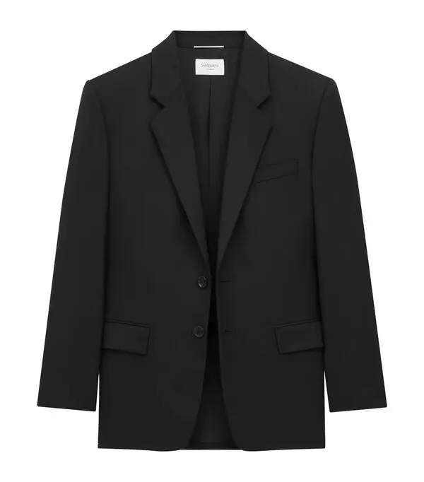 Saint Laurent Wool Gabardine Single-breasted Jacket - Black