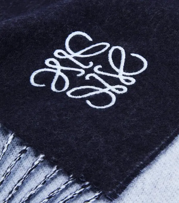 Loewe Cashmere-wool Two-tone Anagram Scarf - Blue