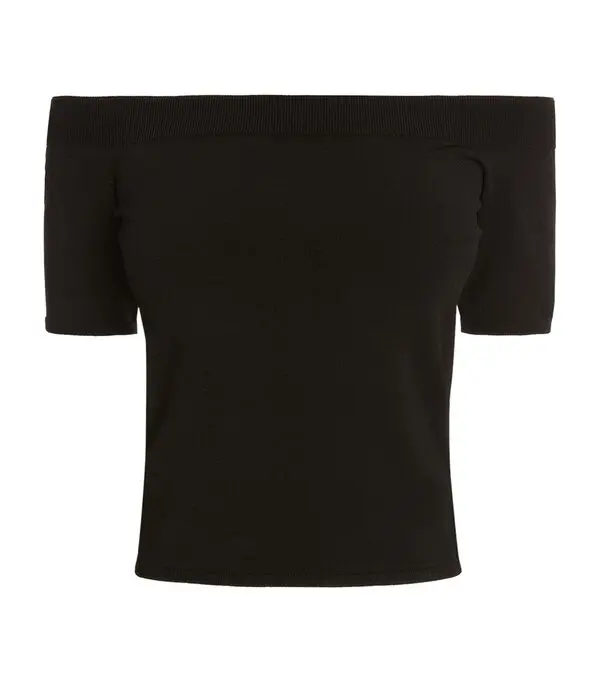 Alexander McQueen Knitted Off-the-shoulder Top - Black