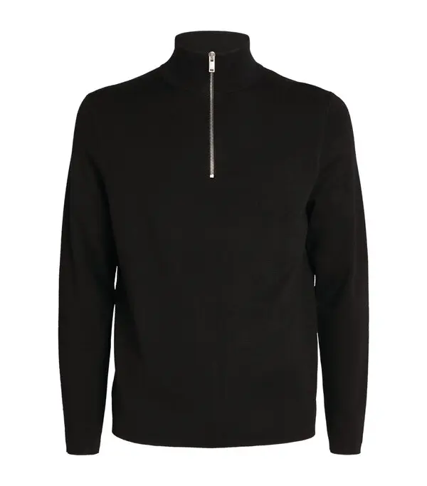 Sandro Half-zip Wool Sweater - Black