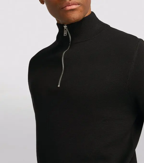 Sandro Half-zip Wool Sweater - Black