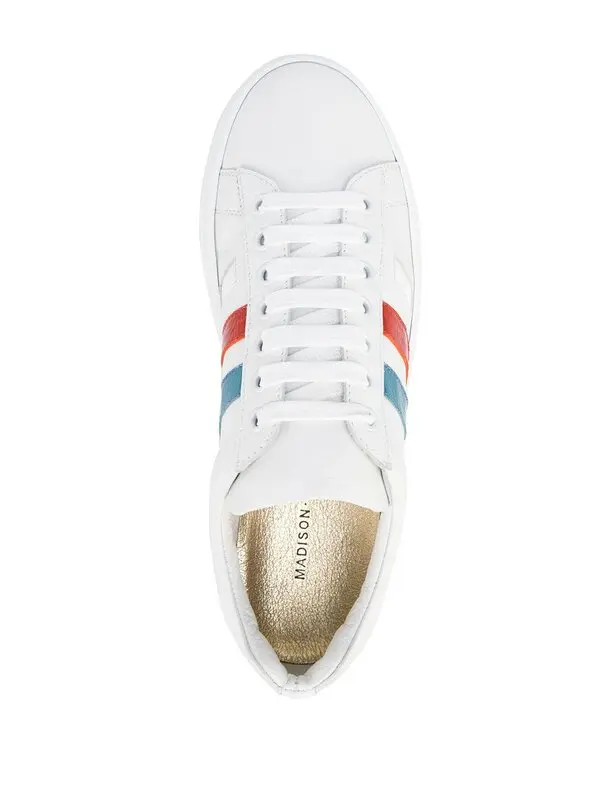 MADISON MAISON 3 Stripe Leather Sneakers - White